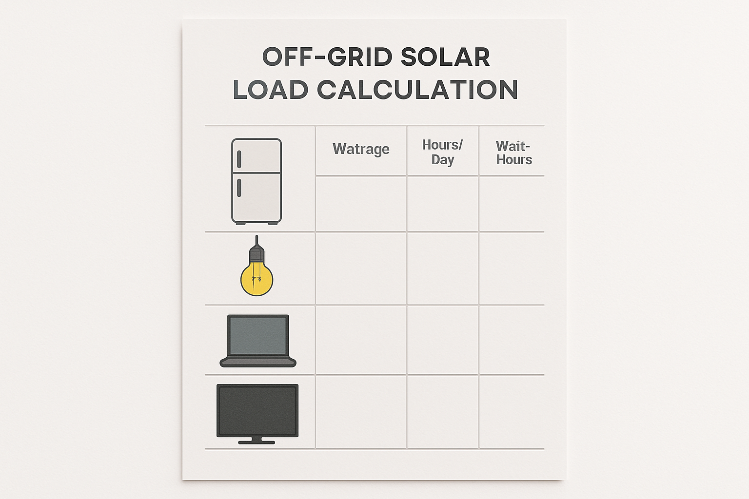 off grid solar setup calculator