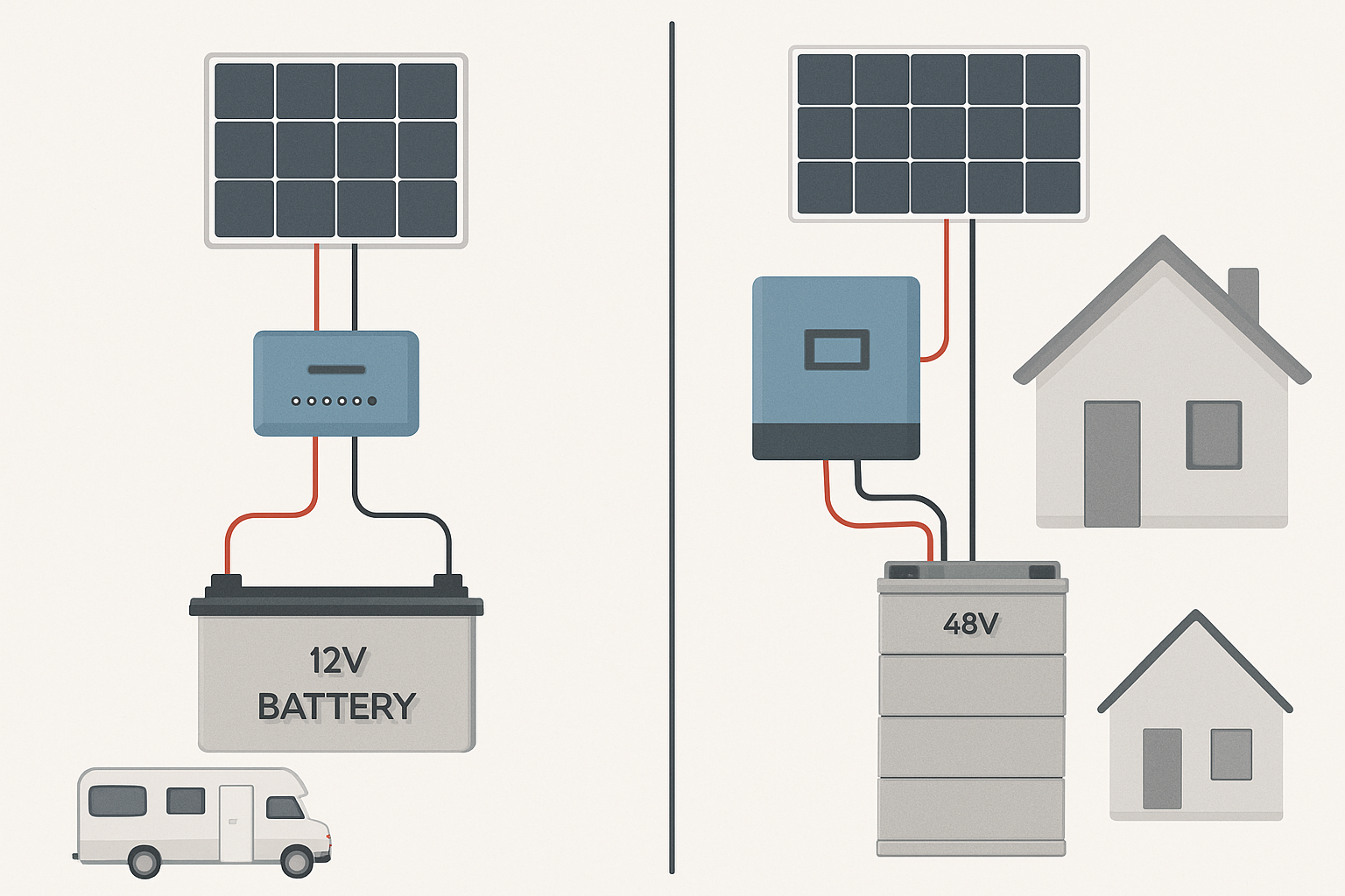 12V vs. 48V LiFePO4 Battery: Solar Sizing Guide | Anern