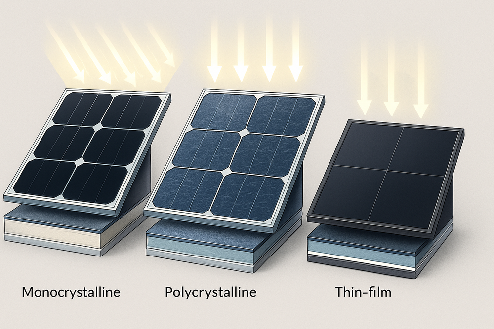 Solar Monocrystalline vs Poly vs Thin-Film: Efficiency Tradeoffs