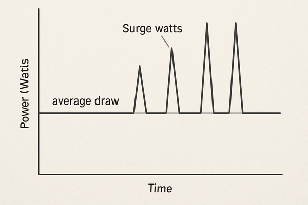 What's the difference between surge watts and average draw?