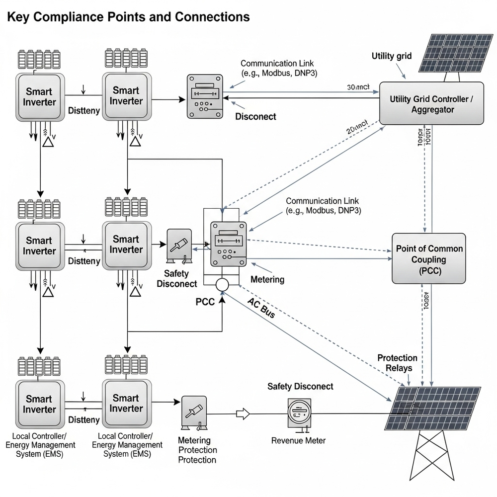 Compliance checklist for parallel ESS under modern grid codes