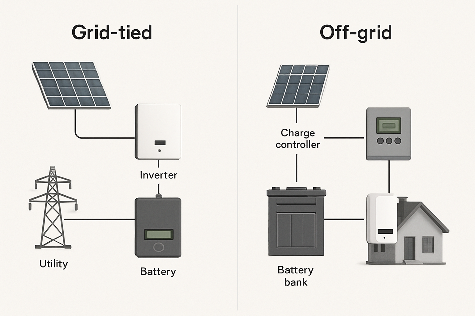 Grid-Tied vs Off-Grid Battery Systems Comparison - Anern