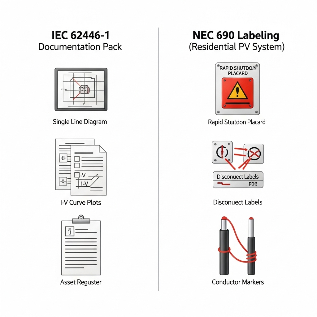 IEC 62446-1 vs NEC 690: What Each Demands in PV Documentation